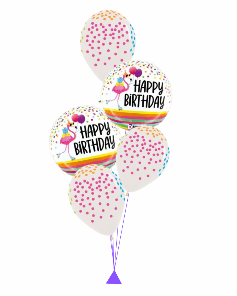 Party Flamingo Birthday Balloon Bouquet - Brisbane Balloons – Balloon HQ